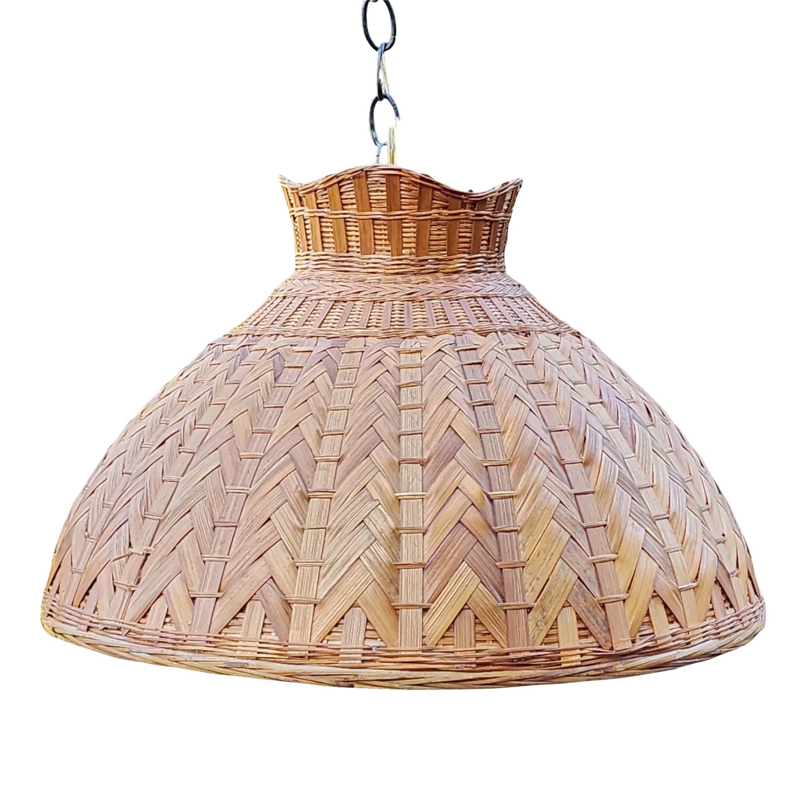Vintage Wicker Boho Chic Coastal Basket Hanging Swag Pendant Light ...