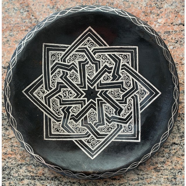 1940s Old Silver Inlay Work Interlocking Star Design Handcrafted Round ...