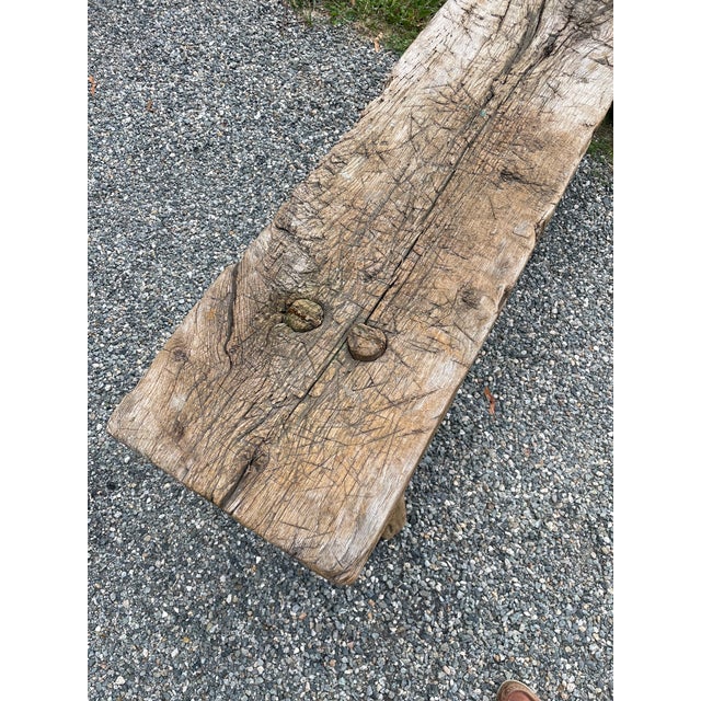 Primitive 3.5" Solid Wood Rustic Bench Table | Chairish