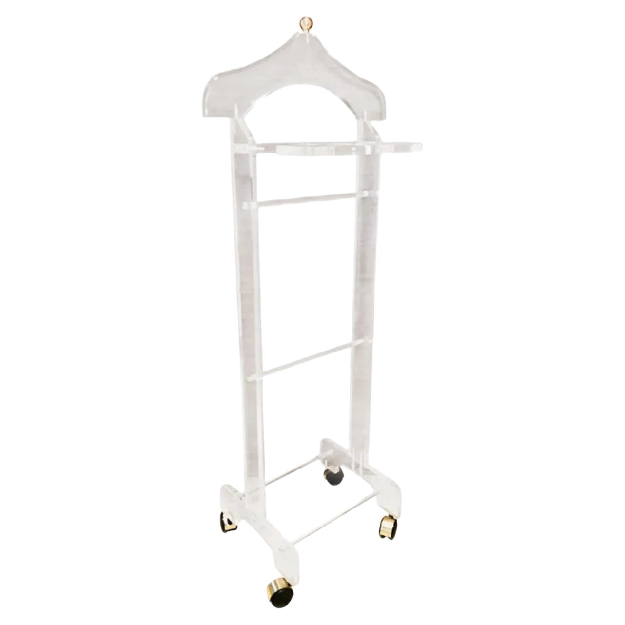 Mid-Century Modern Acrylic Glass Valet Stand with wheels | Chairish