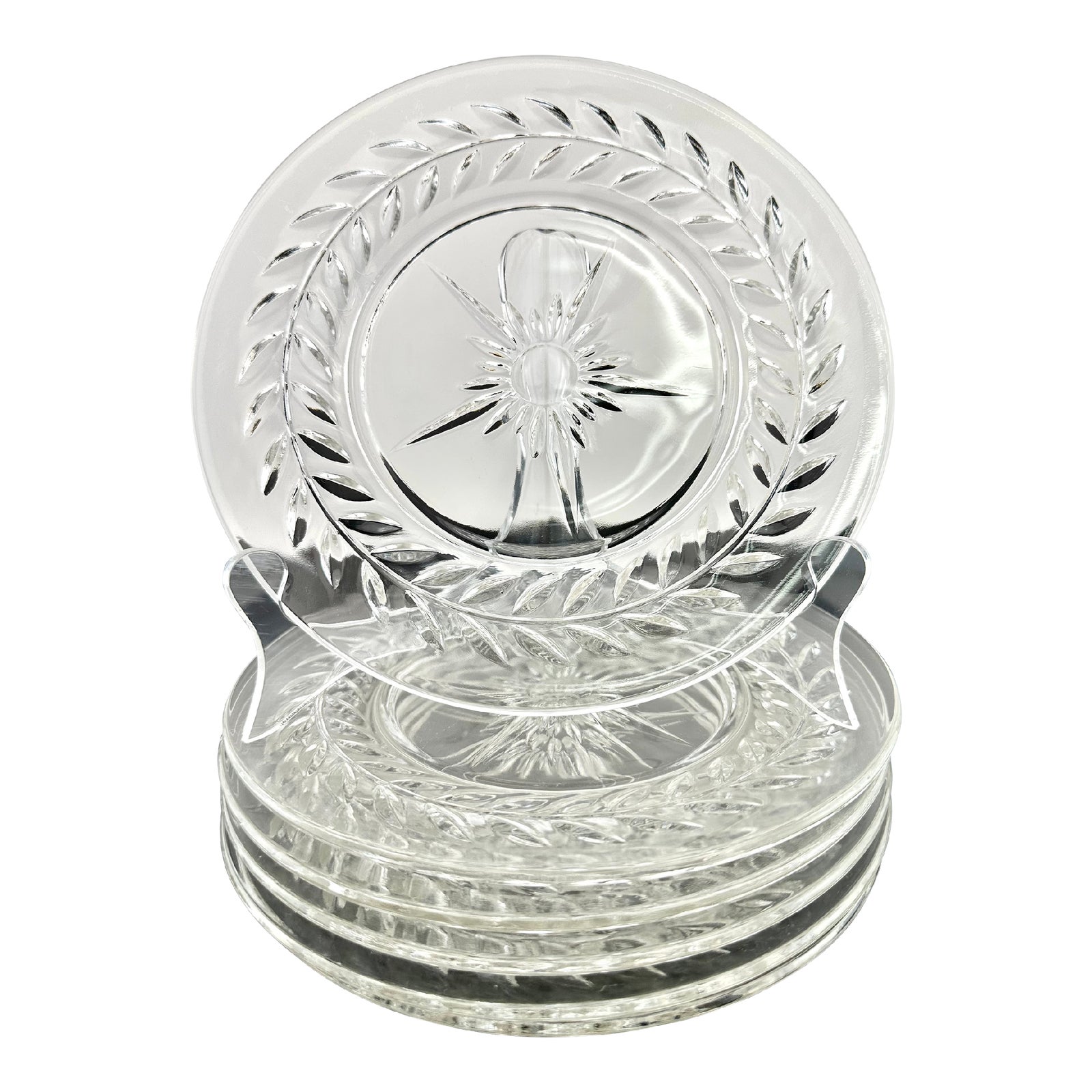 Mid Century Vintage Cut Crystal Cocktail Plates, Set of 6 | Chairish