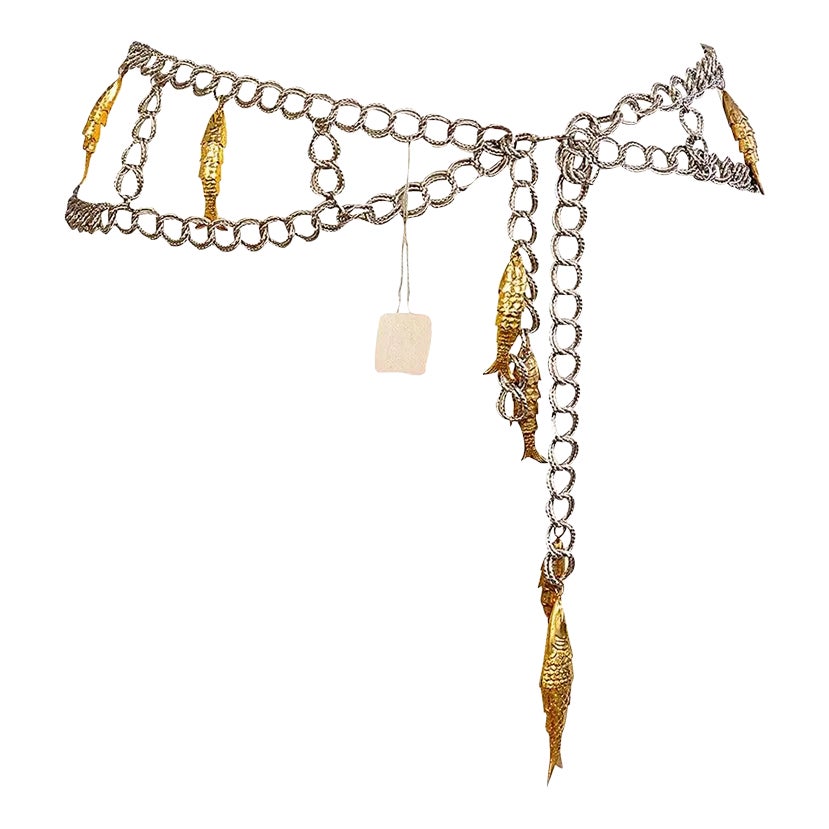 1970''s Bergdorf Goodman Chain Belt with Fish Charms, Never Used | Chairish