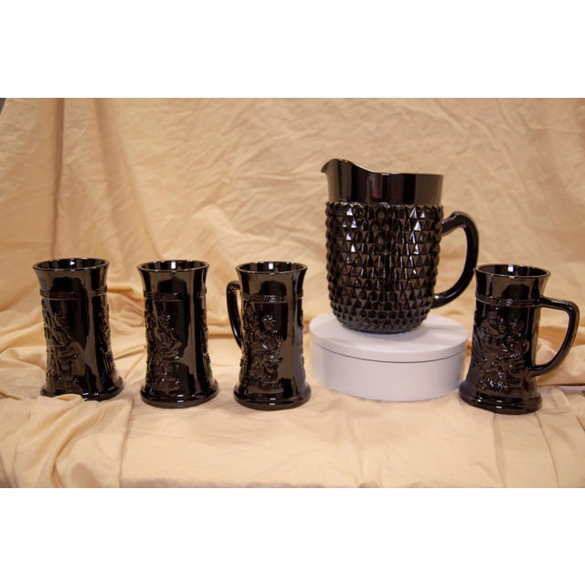 1960s Cameo Black Amethyst Indiana Glass Tiara Diamond Point Glassware ...