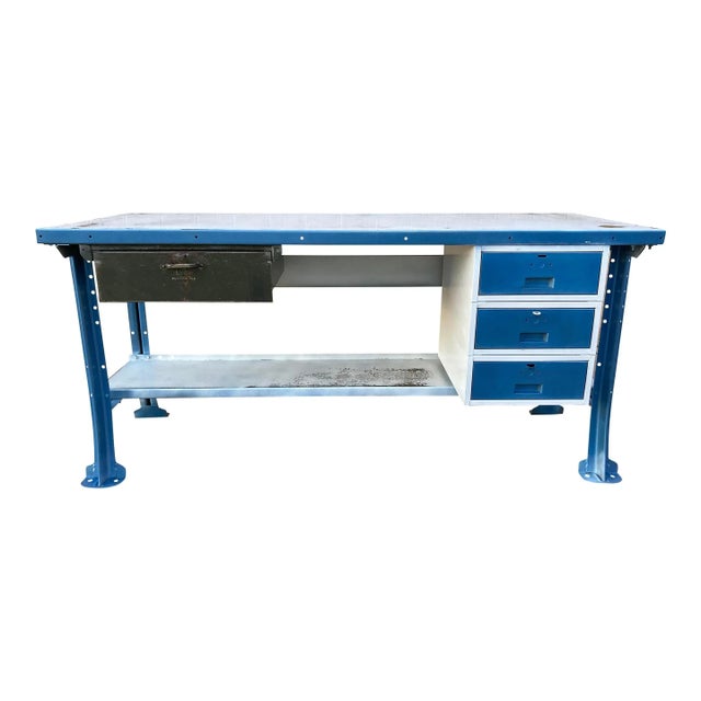 Industrial American Steel Work Table Desk From Lyon Metals Circa 1940s ...