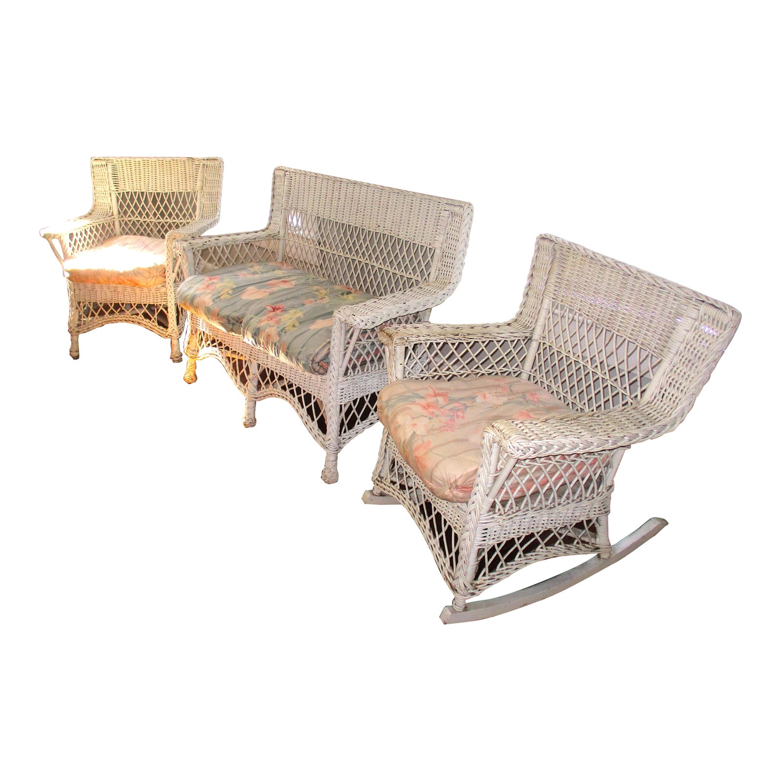 Late 19th Century Antique Heywood Wakefield Style Heavy White Wicker ...