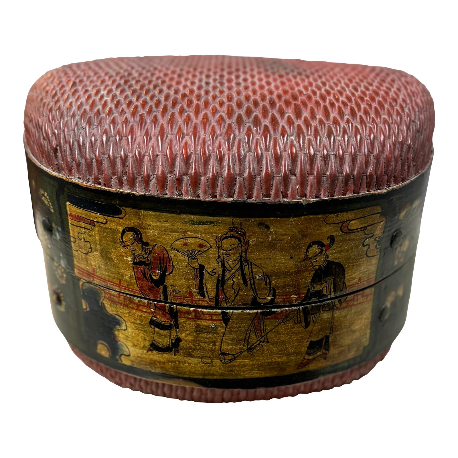 Vintage Chinese Lacquer Hat Box | Chairish