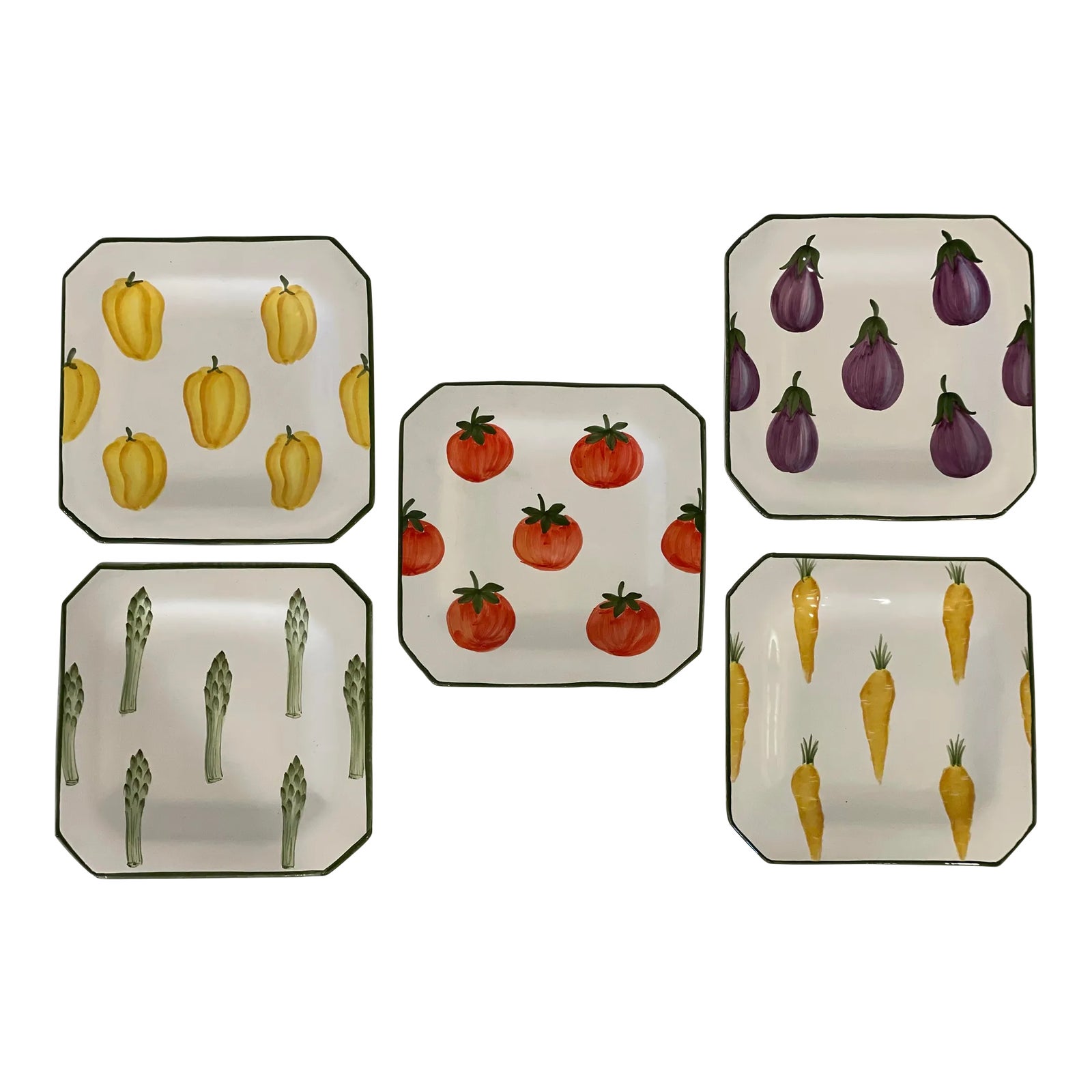 Late 20th Century Italian Assorted Salad Plates Set of 5 Vegetable ...