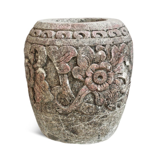 Stone Carved Garden Planter Pot | Chairish