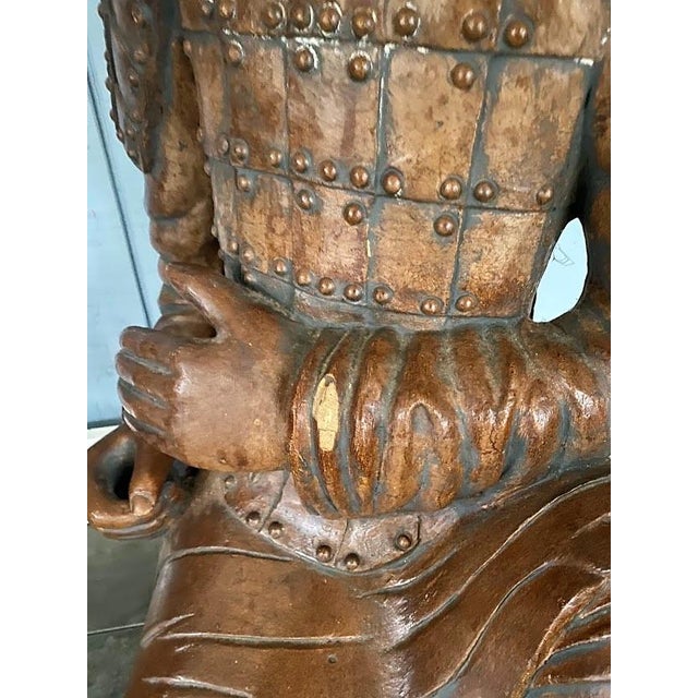 Vintage Cast Stone Chinese Soldier Statue | Chairish