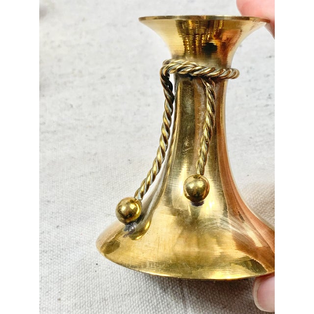 Vintage Brass Corded Candlesticks-A Pair | Chairish