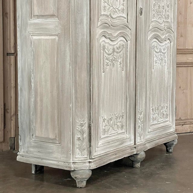 18th Century Country French Louis XVI Period Whitewashed Armoire | Chairish