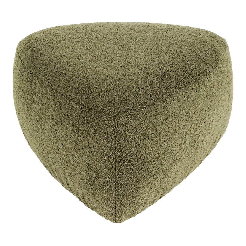 Custom Modernist Morro Triangular Ottoman Footstool — Olive Bouclé ...