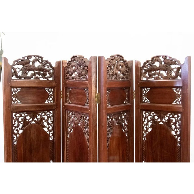 Mid 20th Century Wooden Chinese 4 Panel Screen Divider | Chairish