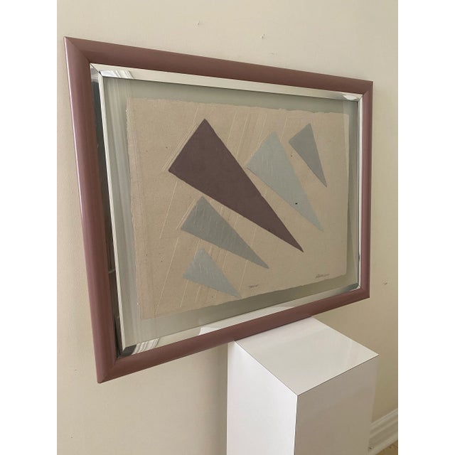 1980s Postmodern Mixed Media Paper Art With Acrylic Matting, Signed ...