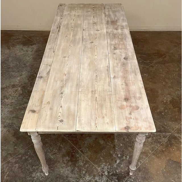 Antique Rustic Country French Whitewashed Dining Table | Chairish
