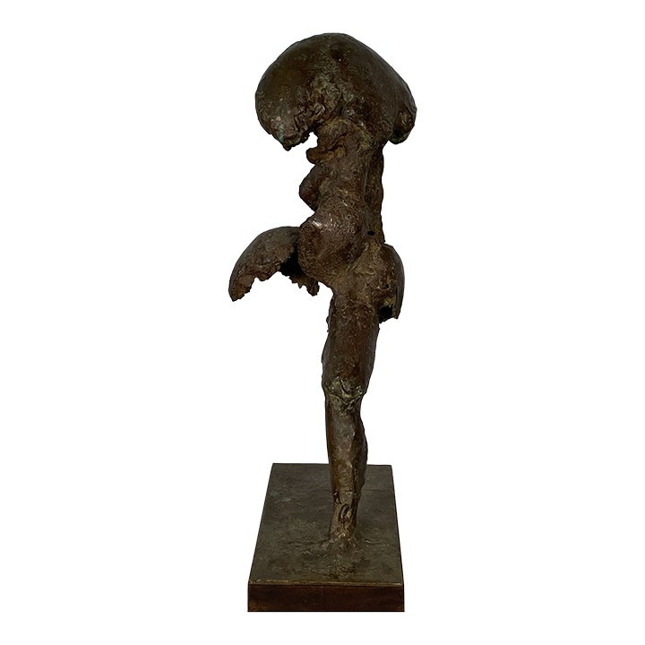 Solid Bronze Abstract Sculpture / Statue on Base, Organic Form Mid ...