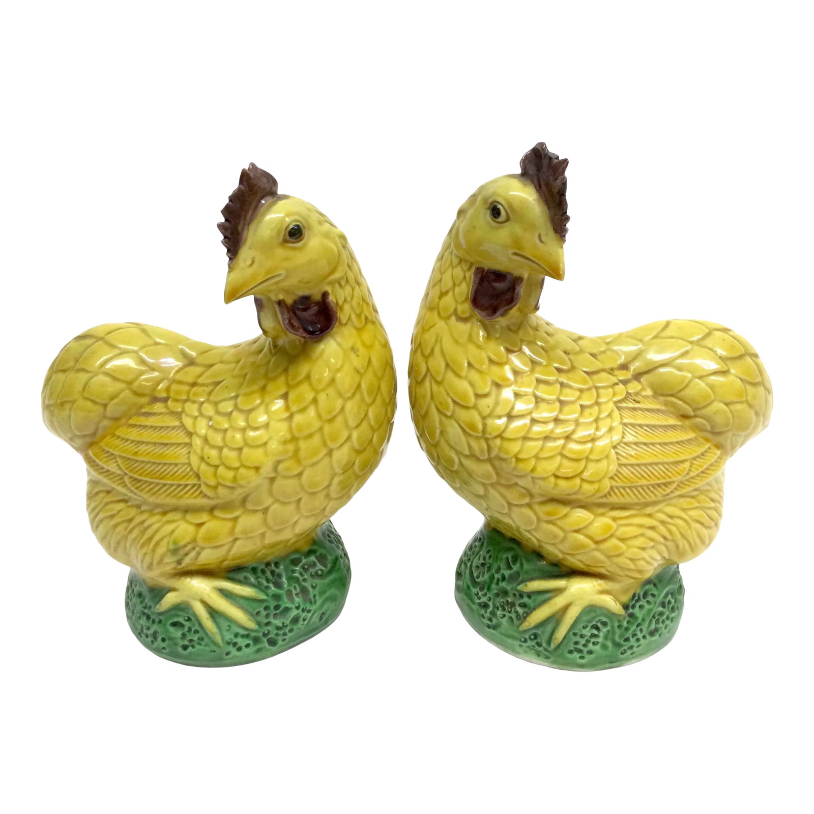 Antique Chinese Porcelain Chicken Figures - a Pair | Chairish
