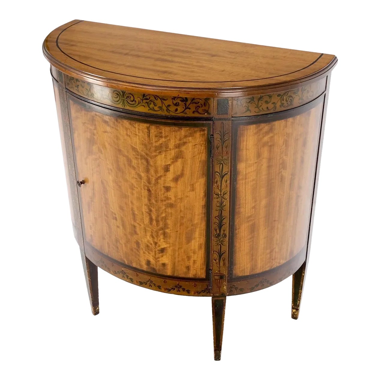 Demi Lune Adams Style Satin Wood Console Cabinet Dresser Server Entry ...