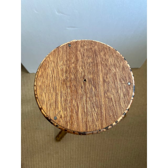 1970s Tri-Leg Tortoiseshell Bamboo Drink Table or Plant Stand With ...