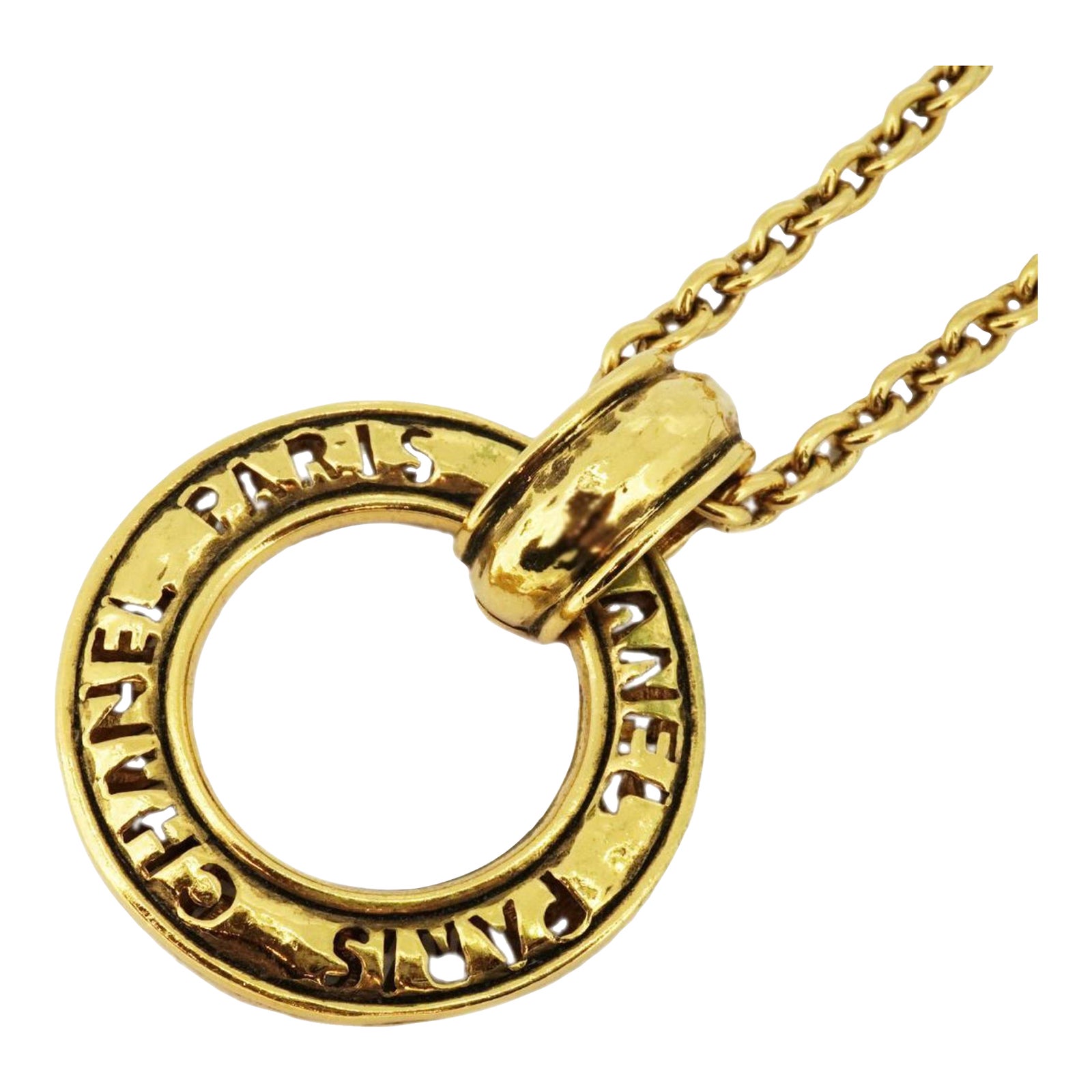 Chanel Necklace Circle Gp Plated Gold Ladies | Chairish