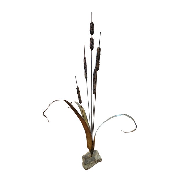 Mid Century Modern Brutalist Metal Cattails Sculpture | Chairish
