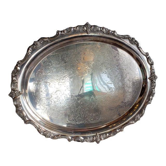 Vintage Traditional Silverplate Tray | Chairish
