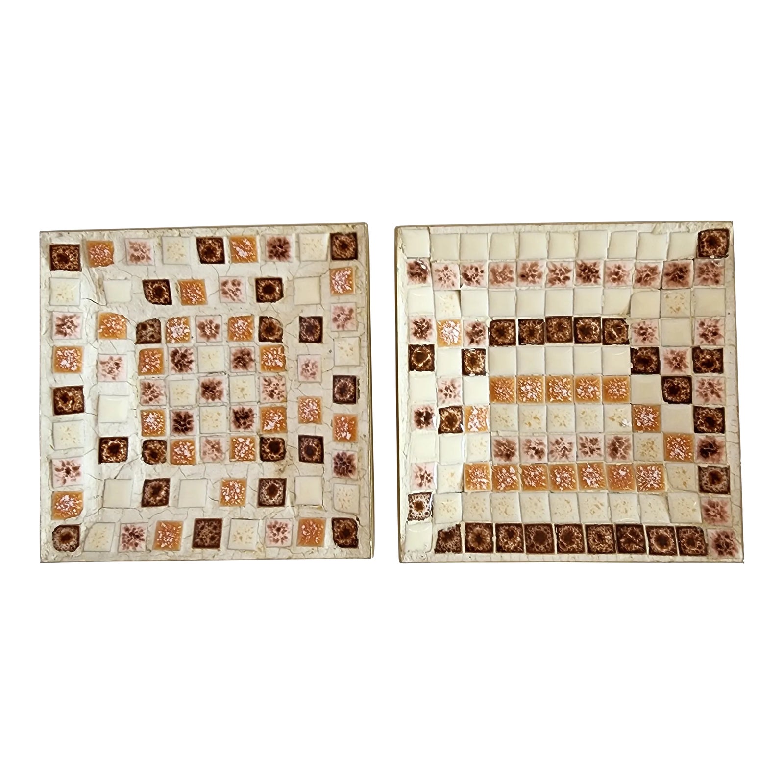 Mid-Century Modern Decorative Mosaic Plates-A Pair | Chairish