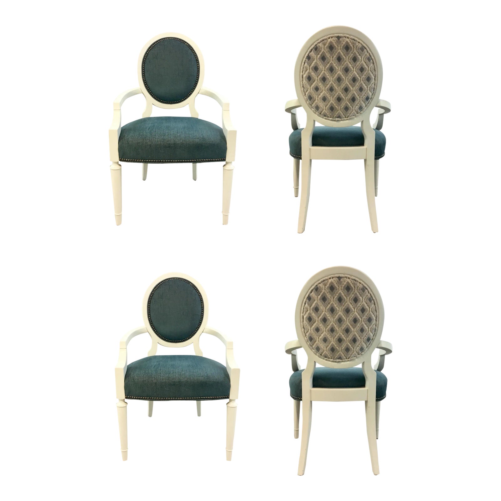Caracole Couture Modern Chit-Chat Turquoise Dining Chairs Set of Four ...