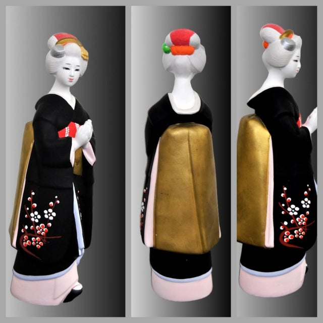 1970s Japanese Bisque Bijinga Woman in Kimono Hakata Ningyo Figurine ...
