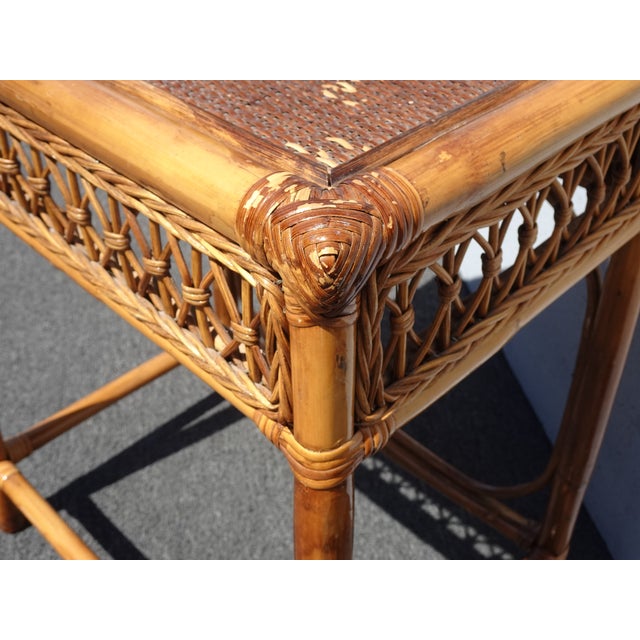 Vintage Mid Century Bamboo Rattan Side Table ~ End Table | Chairish