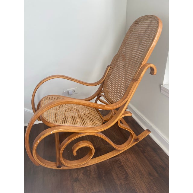 1970s Vintage Thonet Style Bentwood Caned Rocking Chair Chairish
