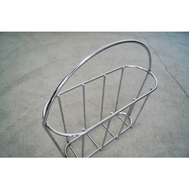 1970's Art Deco Chrome Magazine Rack | Chairish