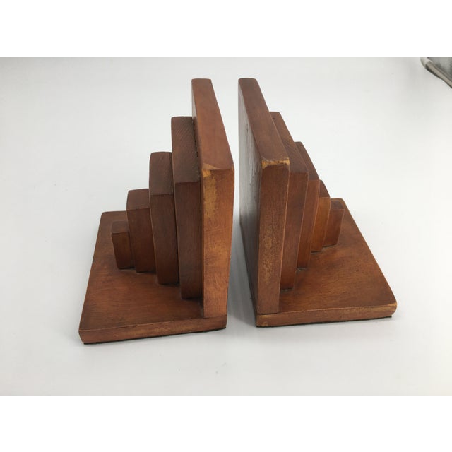 Mid Century Geometric Wooden Bookends - a Pair | Chairish