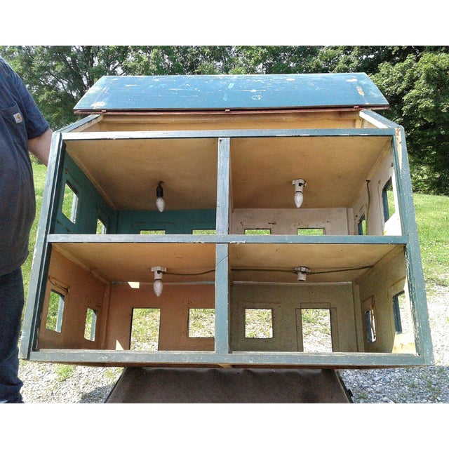 1930s Large Primitive Folk Art Wooden Doll House With Lift Up Roof ...