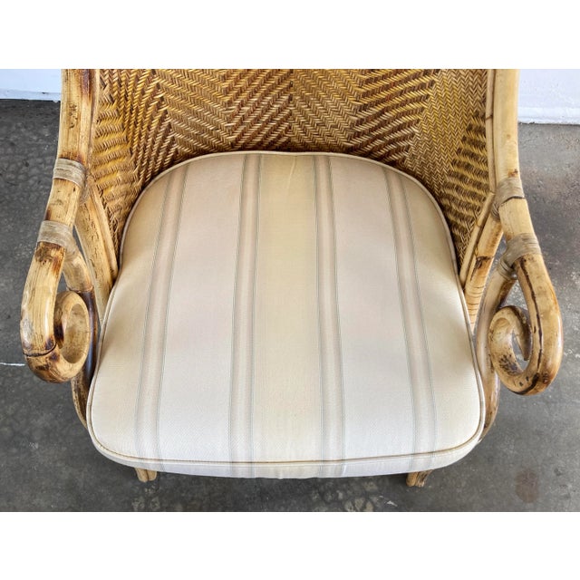 Vintage Henry Link Wicker Scrolled Arm Chair | Chairish