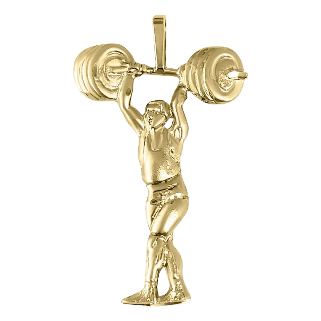 Weightlifter/Bodybuilder Charm with Diamond Cuts 14k Yellow Gold | Chairish