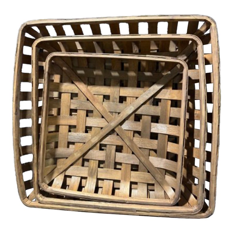 Set of 3 Vintage Wood Tobacco Drying Baskets - Americana, Primitive ...