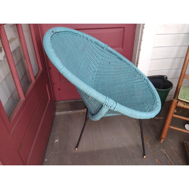 Vintage Mid Century Modern Round Hoop Rattan Scoop Chair | Chairish