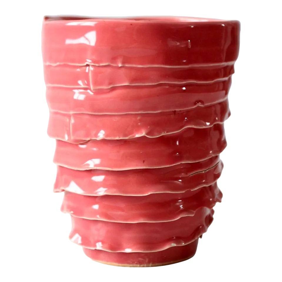 Vintage Studio Pottery Coil Vase Cachepot | Chairish