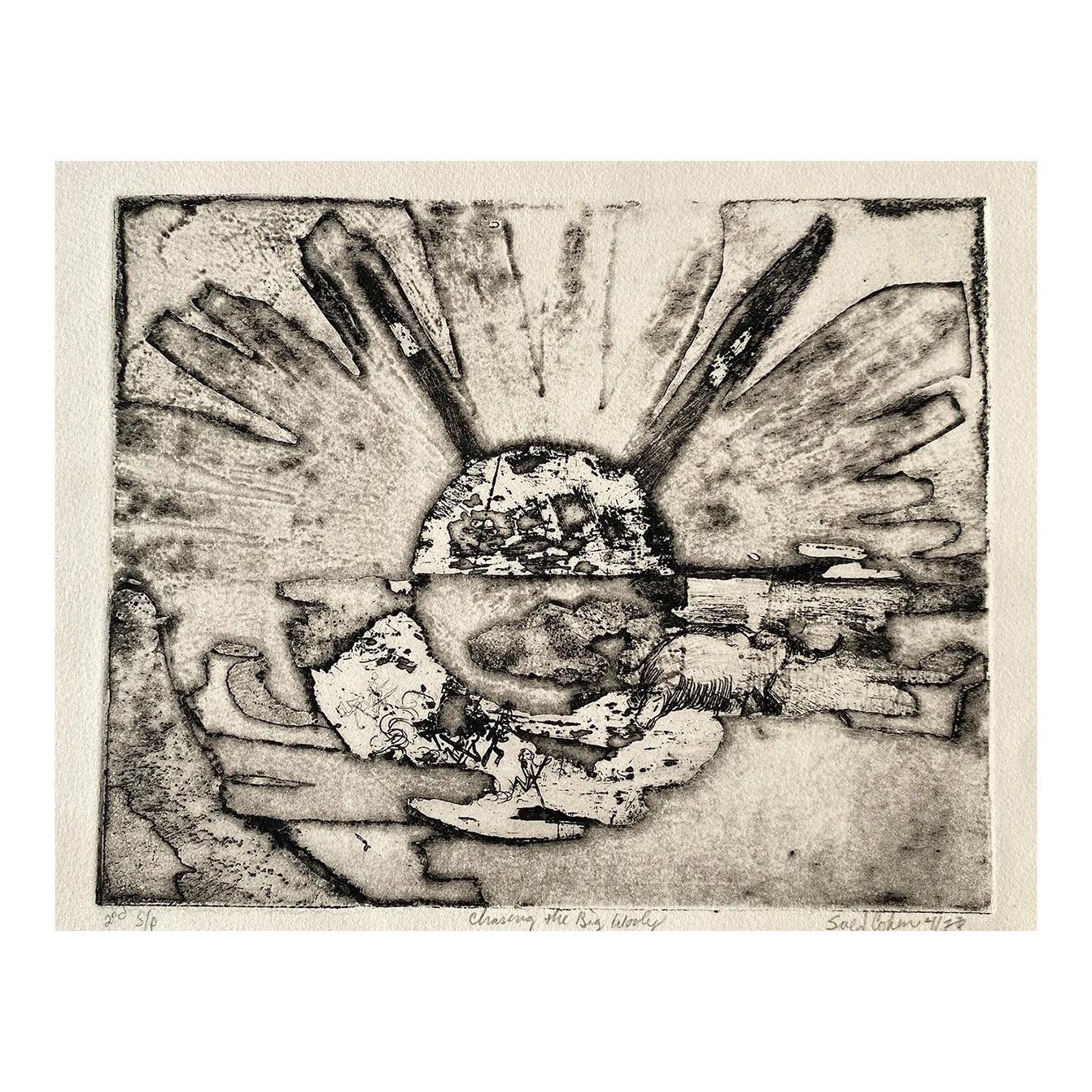 1977 Sue Cohen Wooly Mammoth Collagraph | Chairish