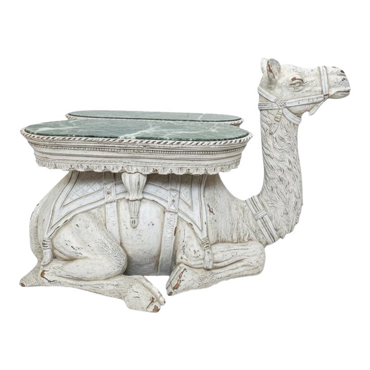 Large Scale Regency Style Camel Form Marble Top Side Table | Chairish