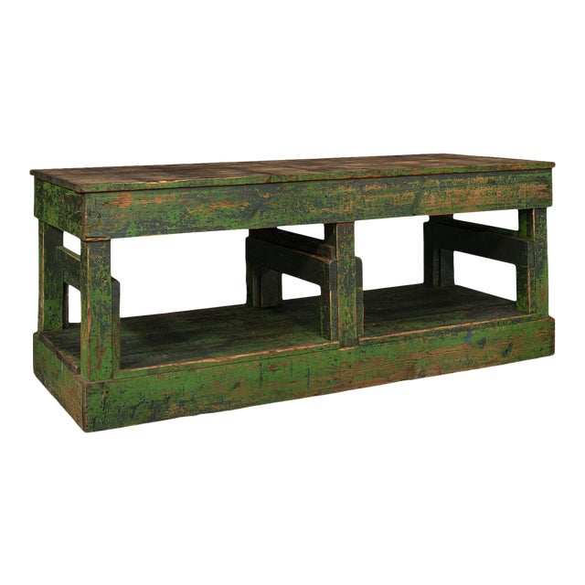 1900s Antique Victorian English Pine Factory Mill Table | Chairish