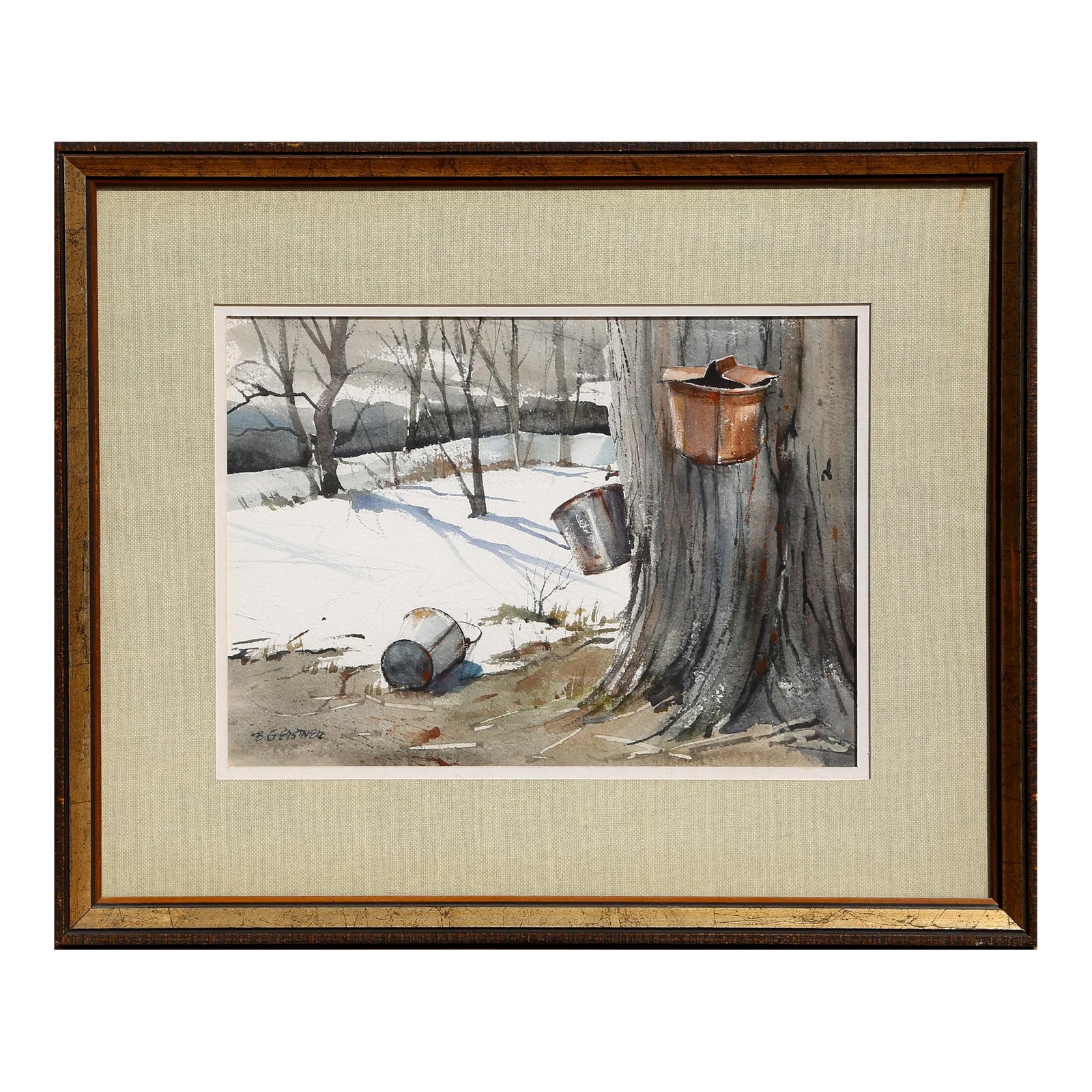 Maple Syrup Time, Bernard Gerstner Watercolor on Paper, Signed | Chairish