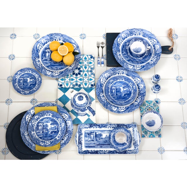 Spode Blue Italian Brocato Salad Plate 8" - Set of 4 | Chairish