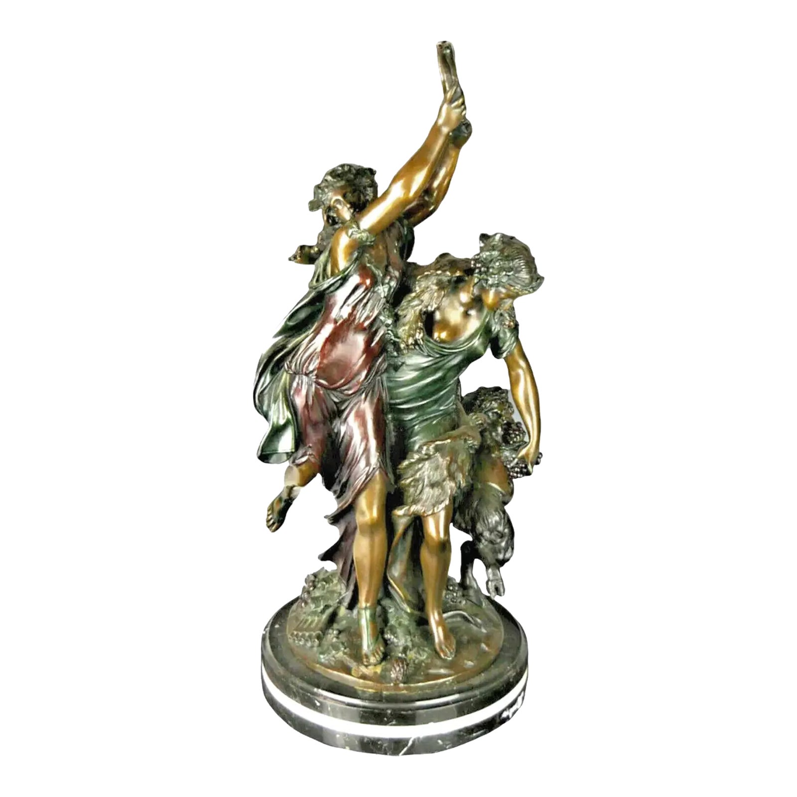 Late 1800s Antique, After Clodion "Bacchanale", Bronze Patinated Statue ...
