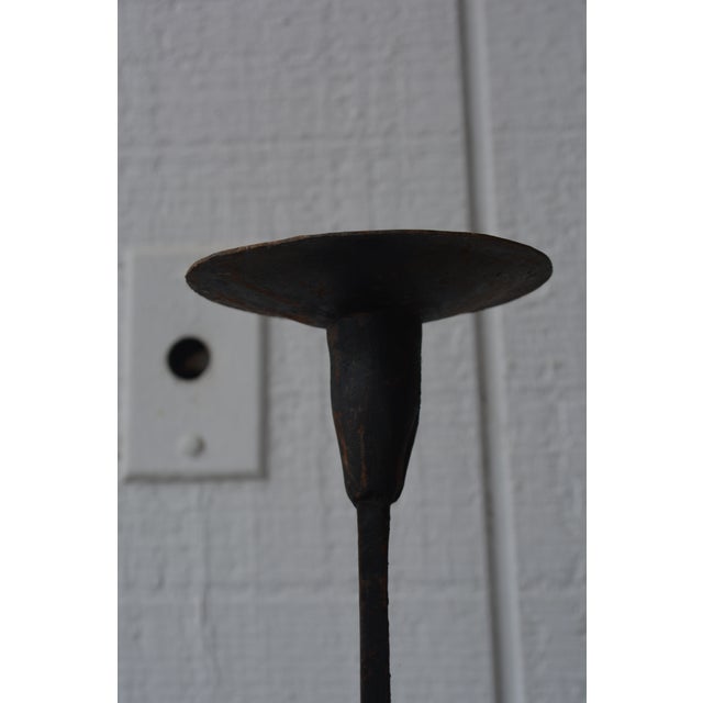 Vintage Pair of Hand-Forged Black Wrought Iron Floor Standing 3 Light ...