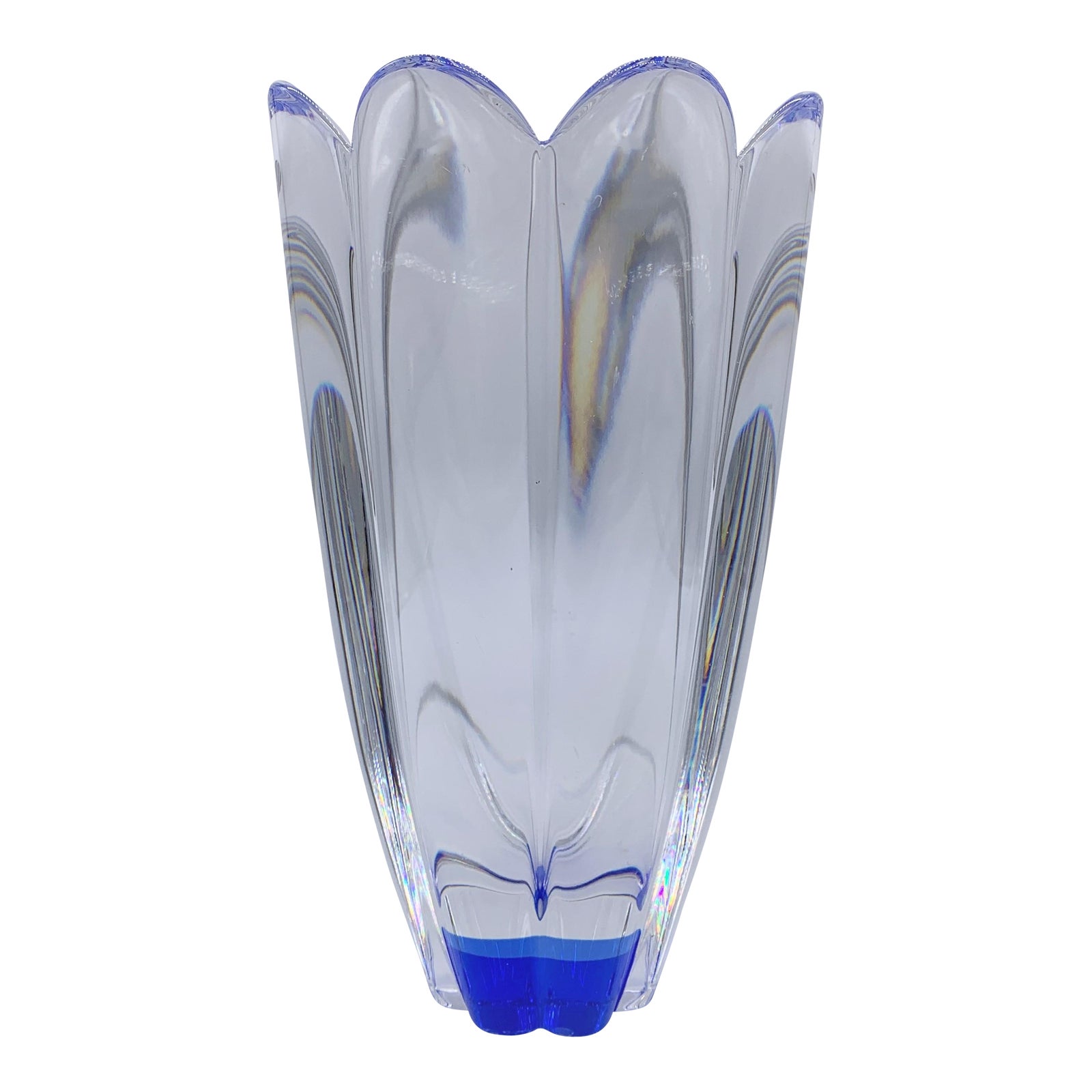 Vintage 1990s Orrefors Mayflower Flower Vase Cobalt Base | Signed ...