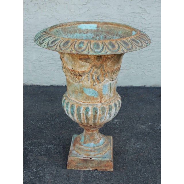 Mid 20th Century French Style Large Verdigris Cast Iron Garden Urn ...