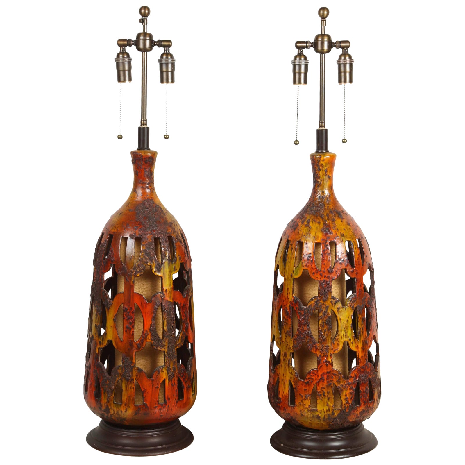 Large Ceramic Lamps - a Pair | Chairish