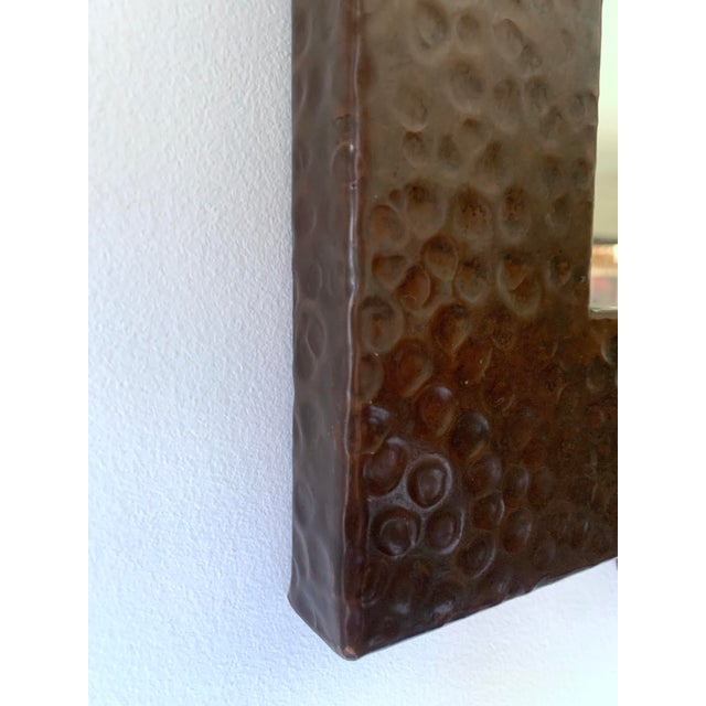 2000s Southwest Mission Rustic Hammered Copper Mirror | Chairish